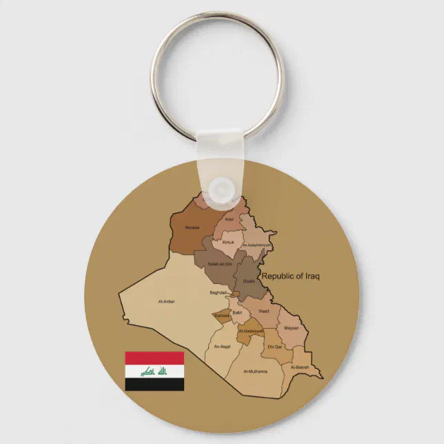Flag and Map of Iraq Keychain | Zazzle