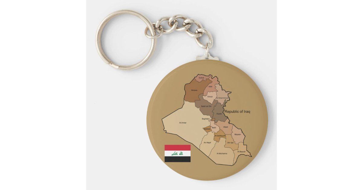 Flag and Map of Iraq Keychain | Zazzle