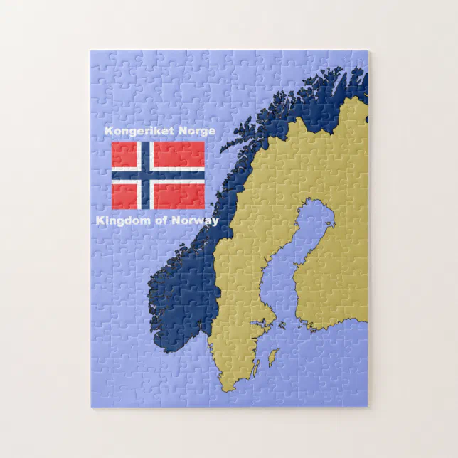 Flag and Map of Norway Jigsaw Puzzle | Zazzle