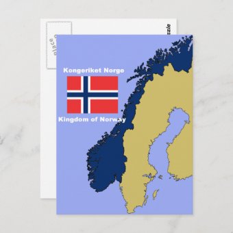Flag and Map of Norway Postcard | Zazzle