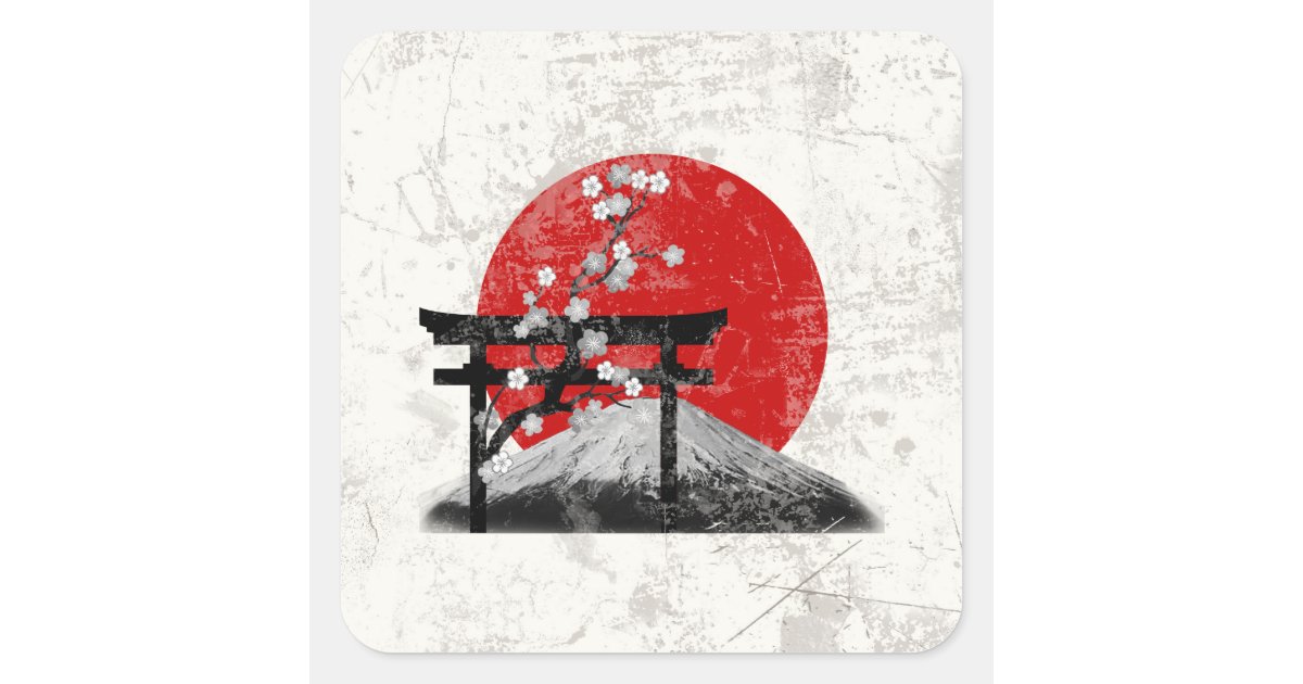 Flag and Symbols of Japan ID153 Square Sticker | Zazzle