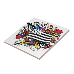 Flag Brittany Breizh Breton graffiti graff Ceramic Tile | Zazzle