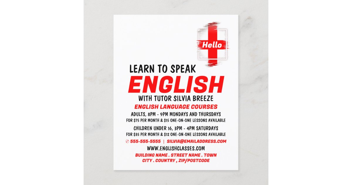 Flag Design, English Language Course Flyer | Zazzle