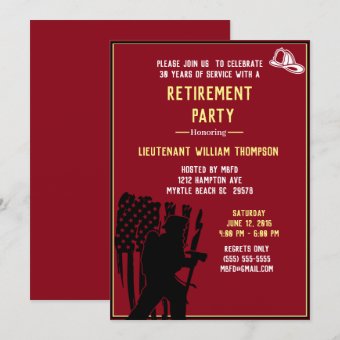 Flag Fireman/Fire Chief Retirement Party Invitation | Zazzle