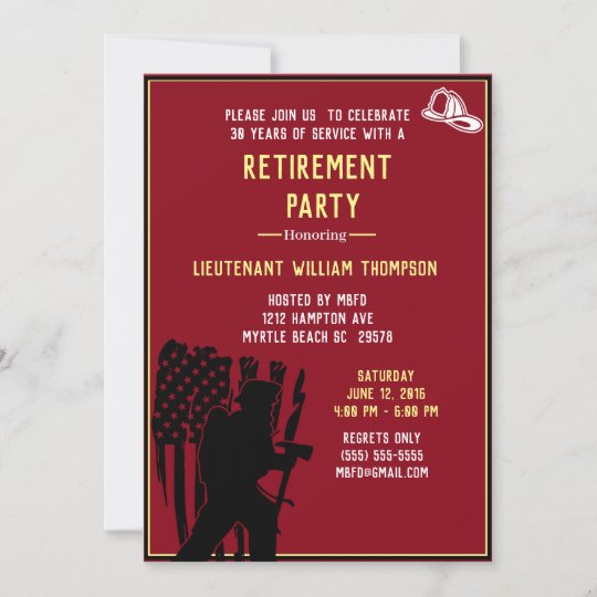 Flag Fireman/Fire Chief Retirement Party Invitation | Zazzle.com