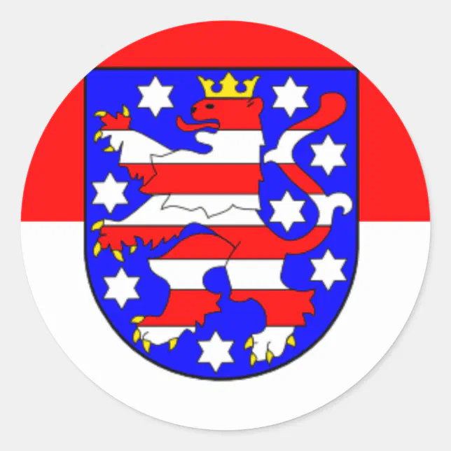 Flag - Flagge - Fahne Germany Thuringia Thüringen Classic Round Sticker ...