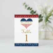 Flag Heart Patriotic Wedding Table Number Cards | Zazzle
