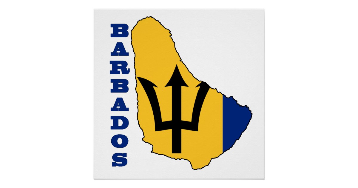 Flag in Map Barbados Poster | Zazzle