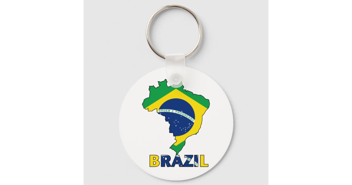 Flag in Map of Brazil Keychain | Zazzle