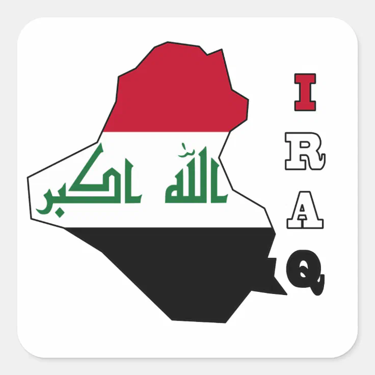 Flag in Map of Iraq Square Sticker | Zazzle