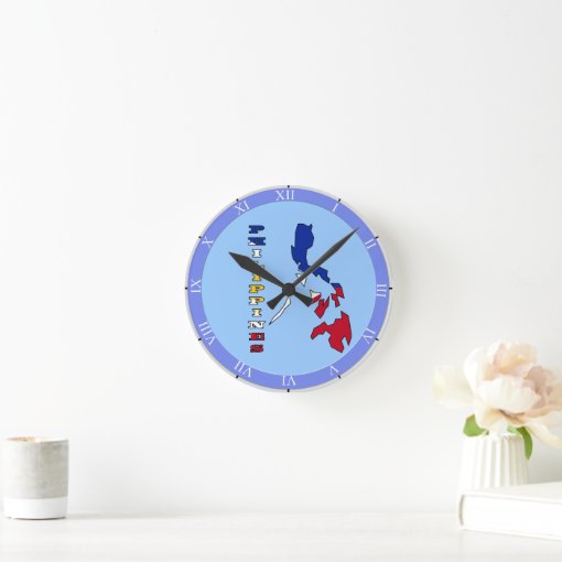 Flag in Map of the Philippines Round Clock | Zazzle