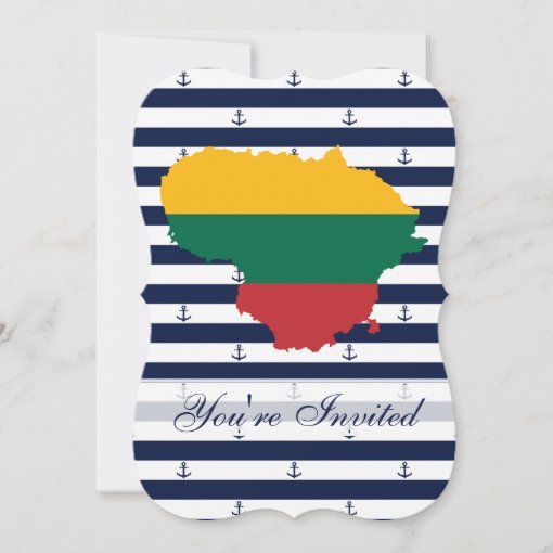 Flag/map of Lithuania on striped background Invitation | Zazzle