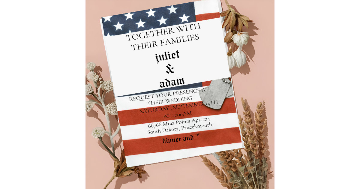 Flag Military uniform Army wedding invitation | Zazzle
