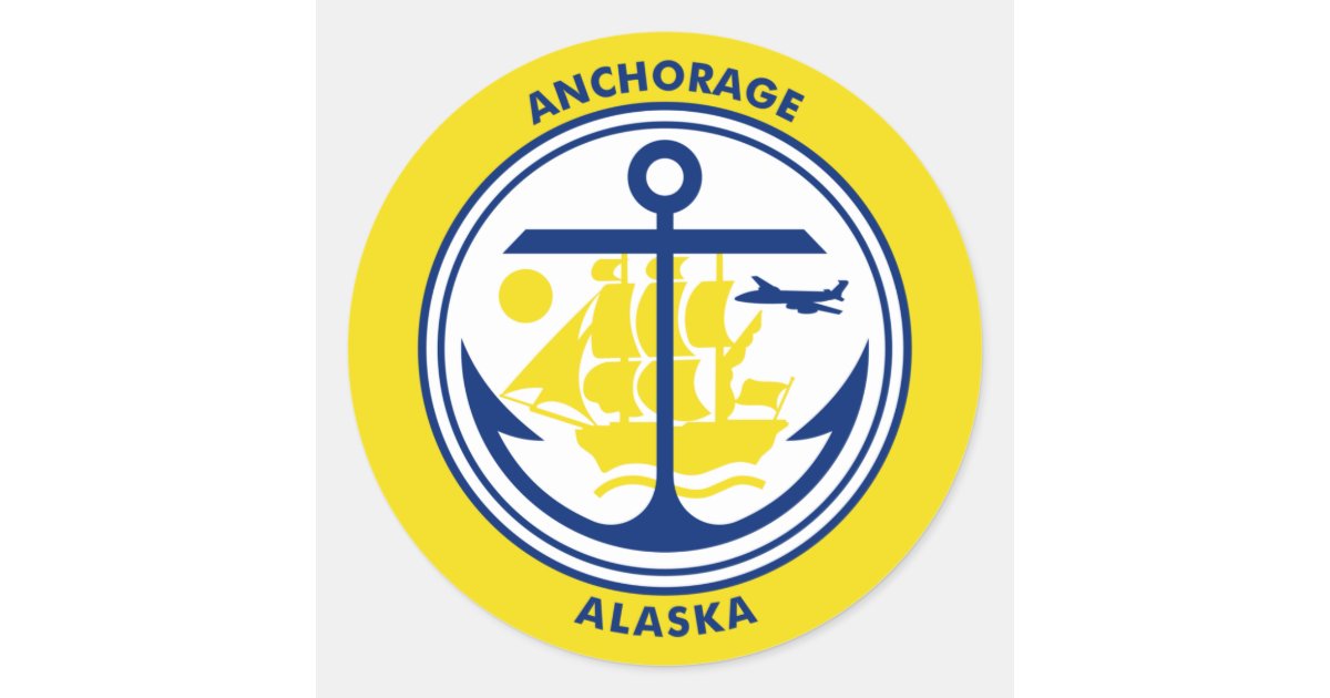 Flag of Anchorage, Alaska Classic Round Sticker | Zazzle