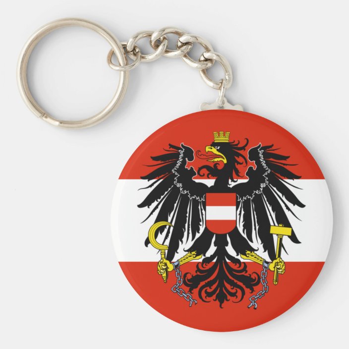 Flag of Austria with Coat of Arms Keychain | Zazzle.com