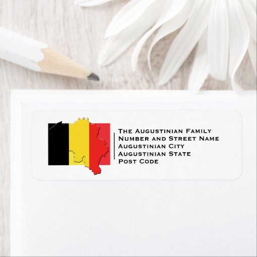 Flag of BELGIUM | Belgian Map Outline Address Label | Zazzle