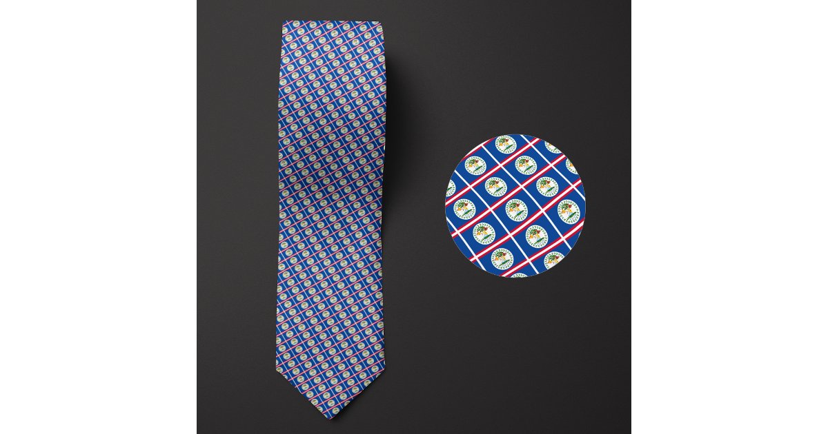 Flag of Belize Pattern Neck Tie | Zazzle
