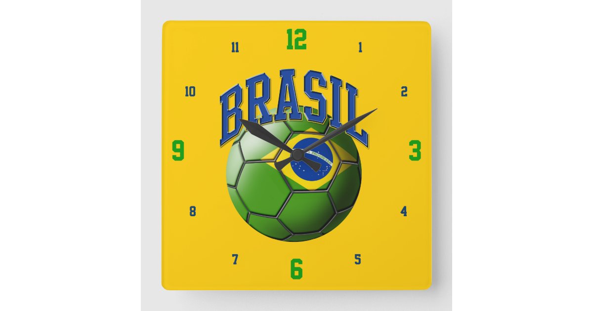 Flag of Brasil Soccer Ball Clock | Zazzle