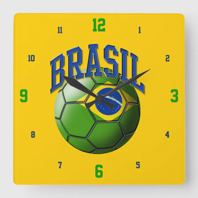 Flag of Brasil Soccer Ball Clock | Zazzle