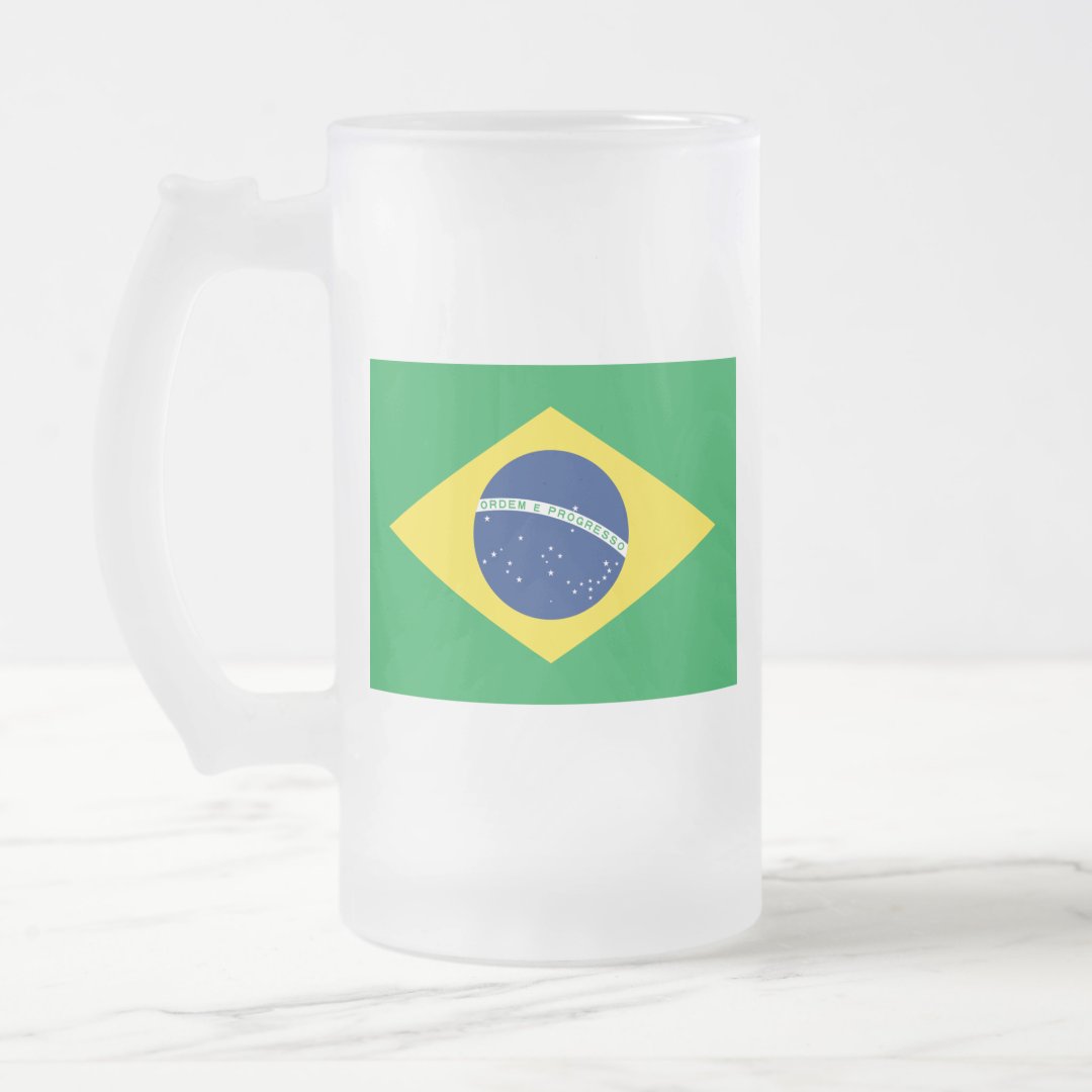 Flag of Brazil - Bandeira do Brasil Frosted Glass Beer Mug | Zazzle