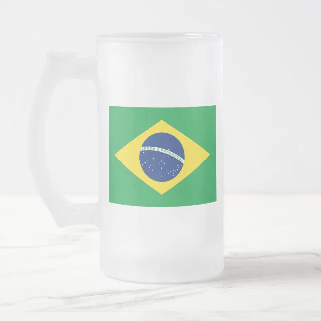 Flag of Brazil - Bandeira do Brasil Frosted Glass Beer Mug | Zazzle
