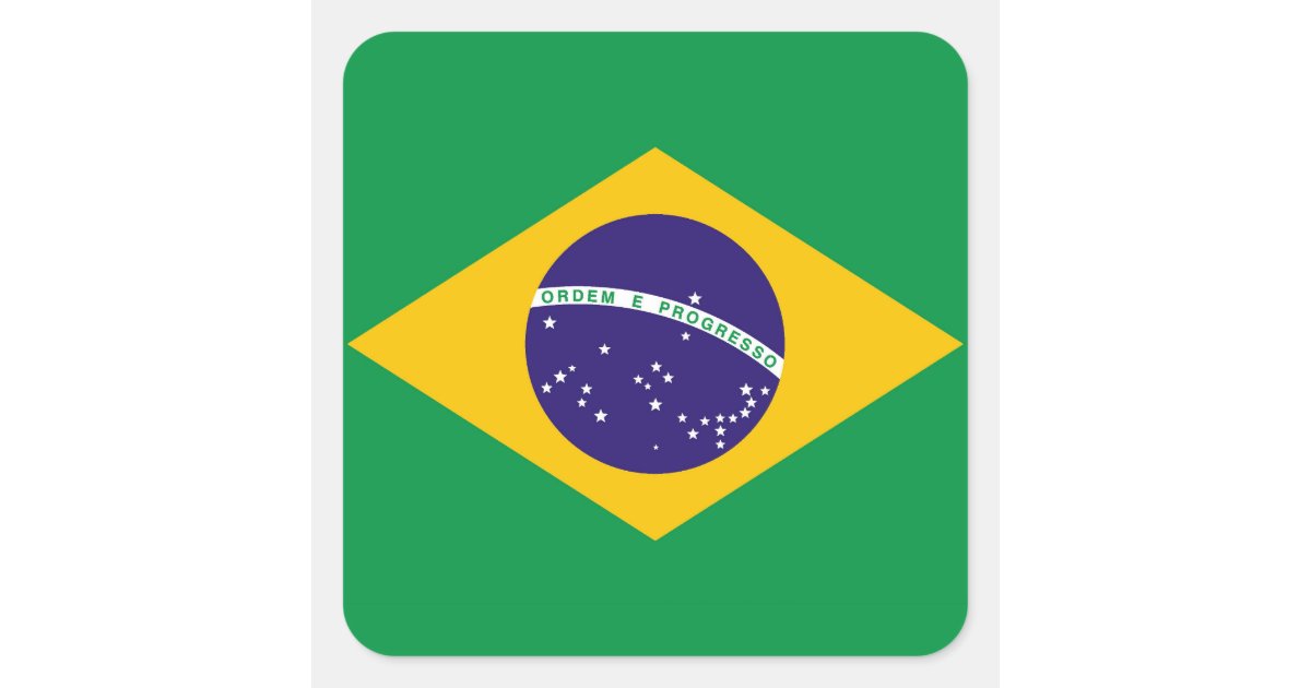 Flag of Brazil Bandeira do Brasil Square Sticker | Zazzle
