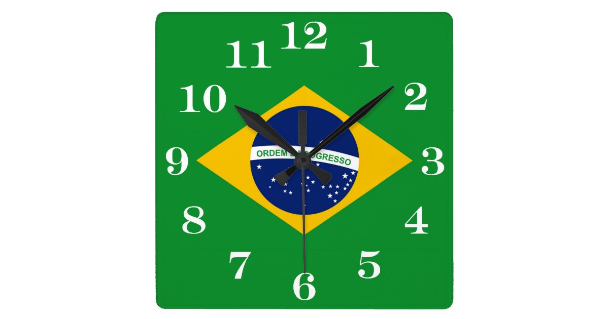 Flag of Brazil Bandeira do Brasil Square Wall Clock | Zazzle.com
