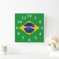 Flag of Brazil Bandeira do Brasil Square Wall Clock | Zazzle