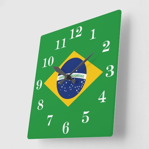 Flag of Brazil Bandeira do Brasil Square Wall Clock | Zazzle