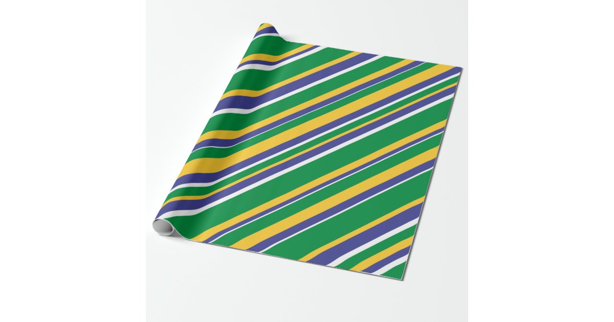 Flag of Brazil Inspired Colored Stripes Pattern Wrapping Paper | Zazzle