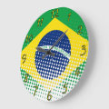 Flag Of Brazil With Halftone Effect Large Clock | Zazzle