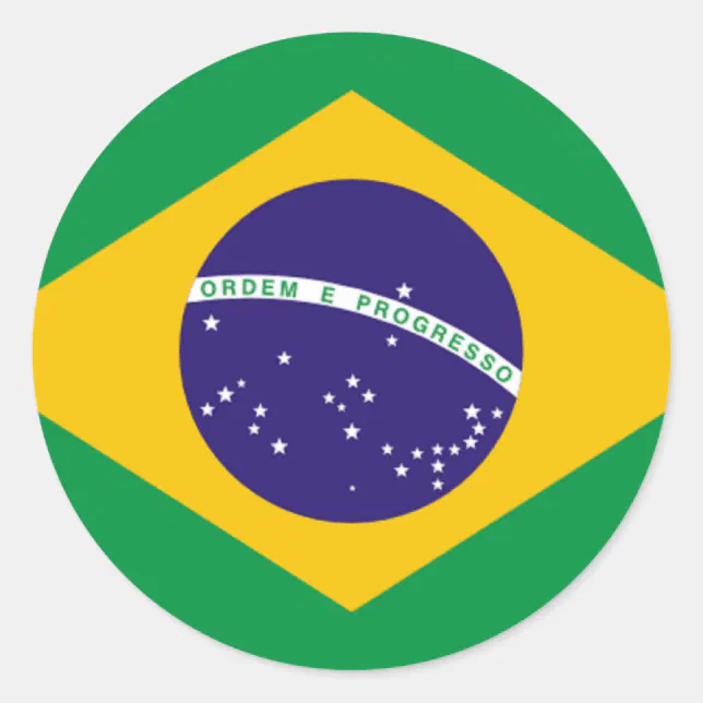 Flag of Brazil, world flags Classic Round Sticker | Zazzle
