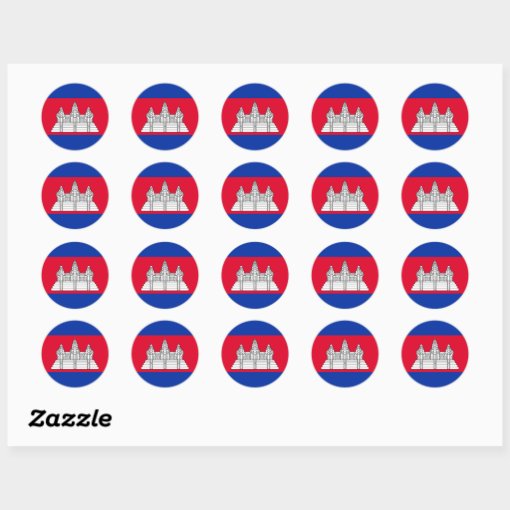 Flag of Cambodia - Cambodian Flag Classic Round Sticker | Zazzle