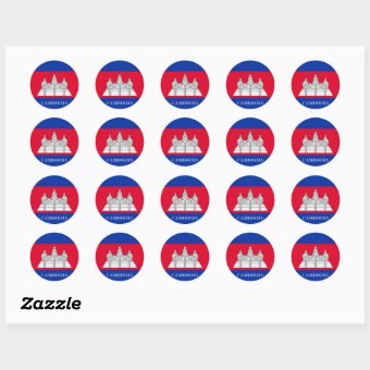 Flag of Cambodia Classic Round Sticker | Zazzle