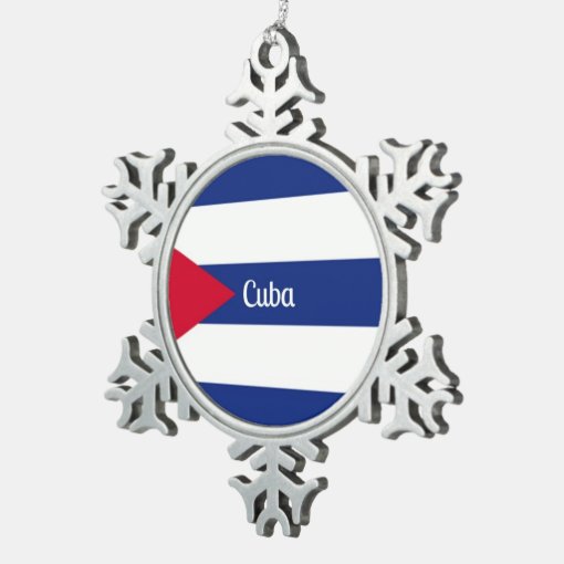 Flag of Cuba Snowflake Pewter Christmas Ornament | Zazzle
