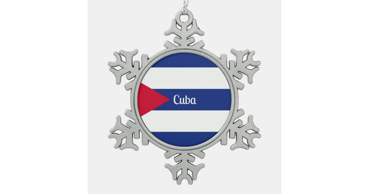 Flag of Cuba Snowflake Pewter Christmas Ornament | Zazzle