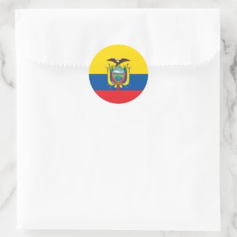 Flag of Ecuador - Bandera de Ecuador Classic Round Sticker | Zazzle