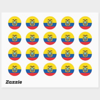 Flag of Ecuador - Bandera de Ecuador Classic Round Sticker | Zazzle