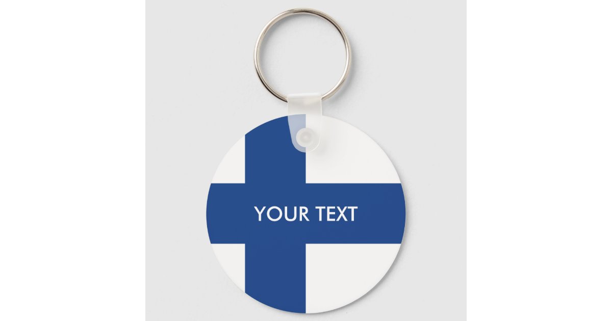 Flag of Finland keychain with custom text | Zazzle