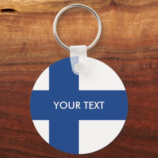 Flag of Finland keychain with custom text | Zazzle