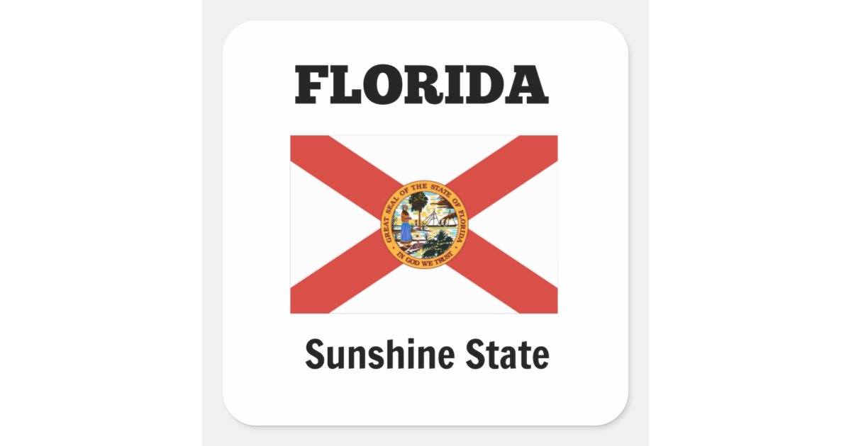 Flag of Florida and state motto Square Sticker | Zazzle