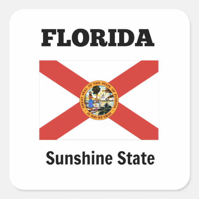 Flag of Florida and state motto Square Sticker | Zazzle