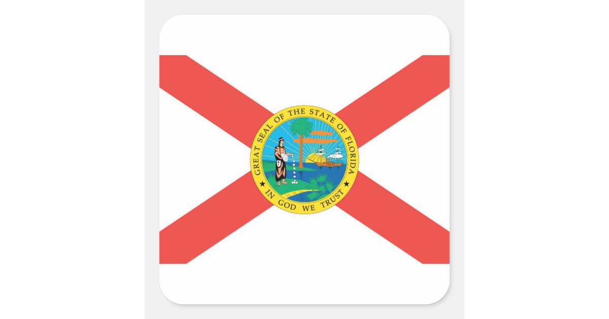 Flag Of Florida Square Sticker | Zazzle