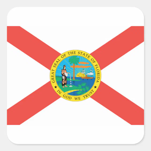 Flag Of Florida Square Sticker | Zazzle