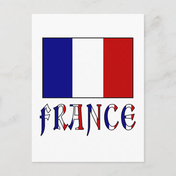 Flag of France with colored name Postcard | Zazzle
