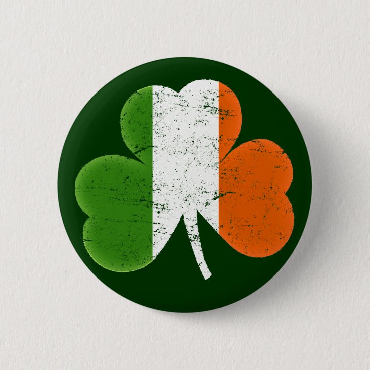 Flag of Ireland Shamrock Irish Button | Zazzle