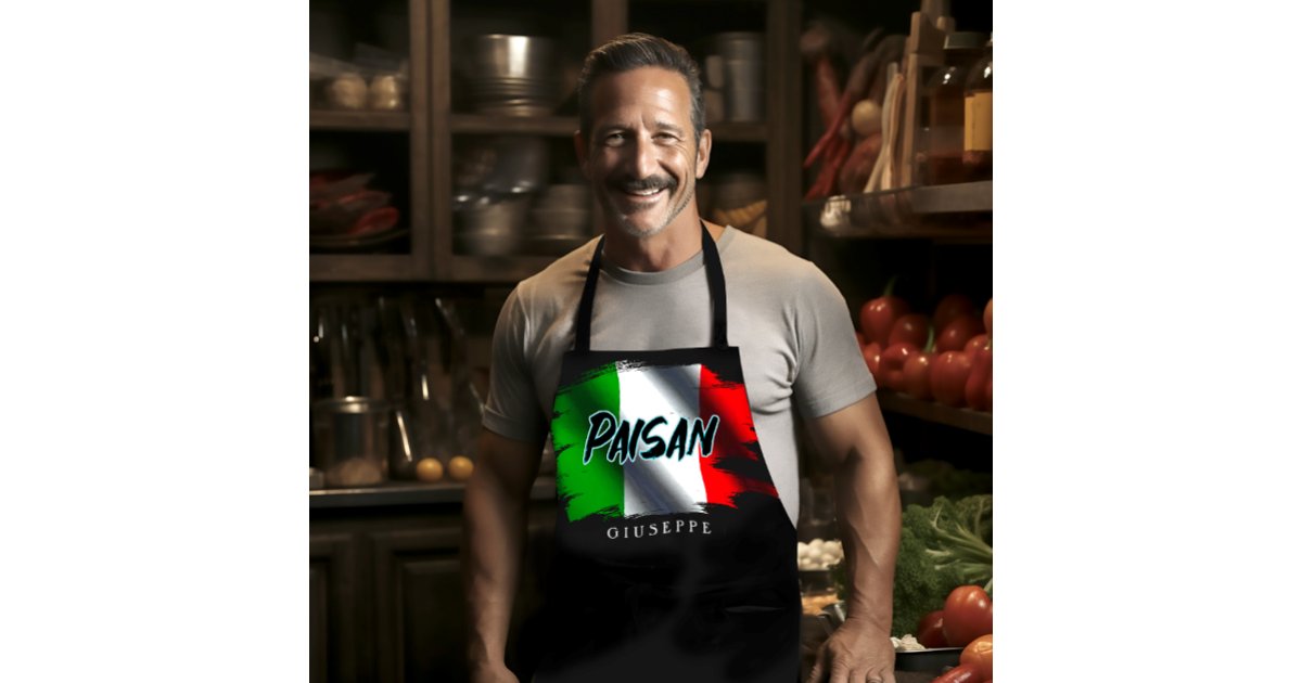 Flag of Italy Italian Flag Black Apron | Zazzle