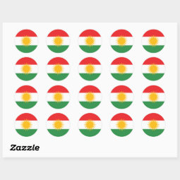 Flag of Kurdistan; Kurd; Kurdish Classic Round Sticker | Zazzle