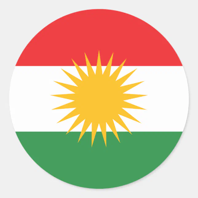 Flag of Kurdistan; Kurd; Kurdish Classic Round Sticker | Zazzle