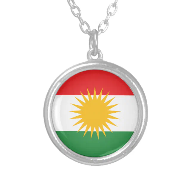 Flag of Kurdistan; Kurd; Kurdish Silver Plated Necklace | Zazzle